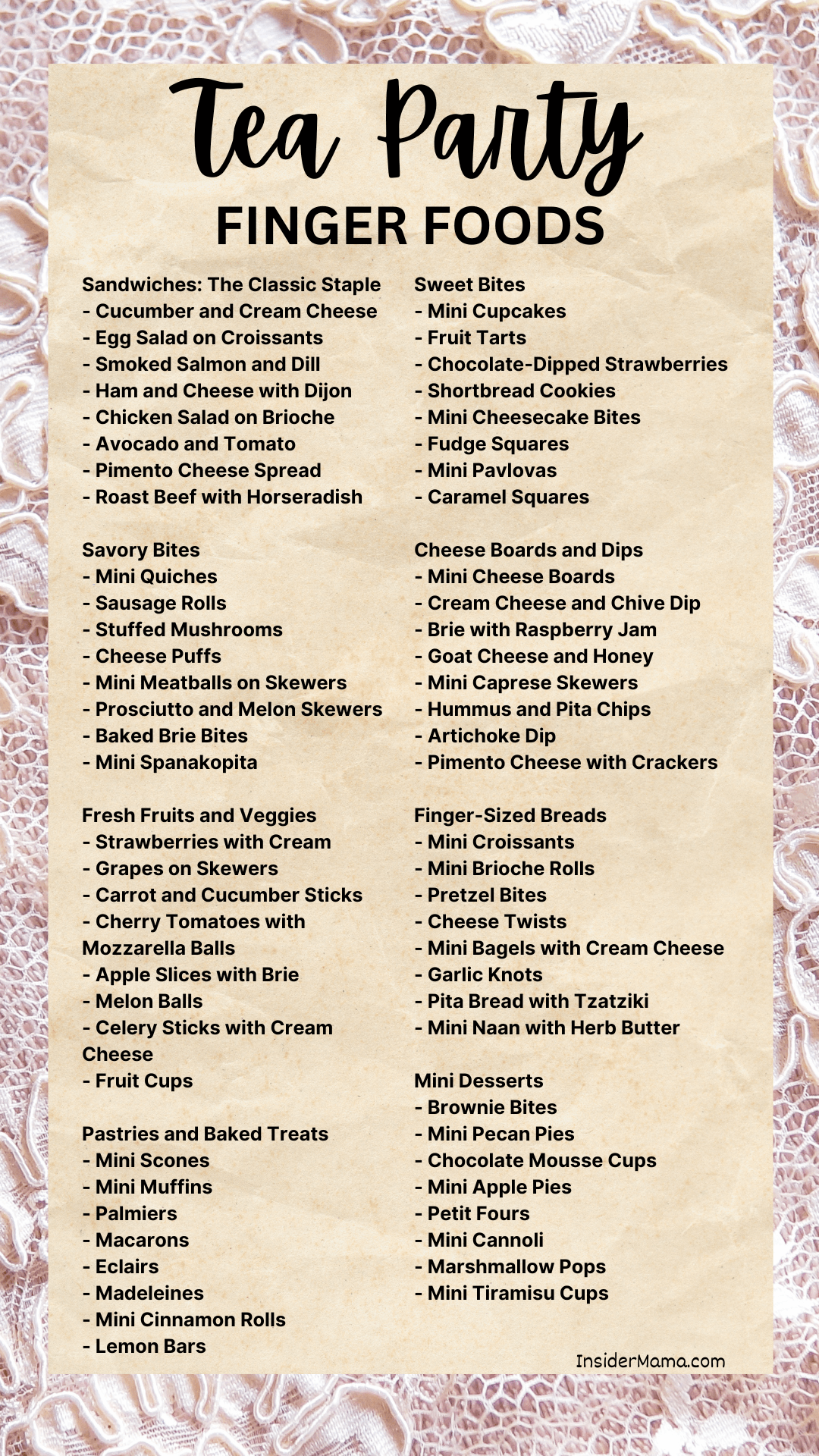 Tea Party Finger Foods - Insider Mama | Mom Lifestyle Blog